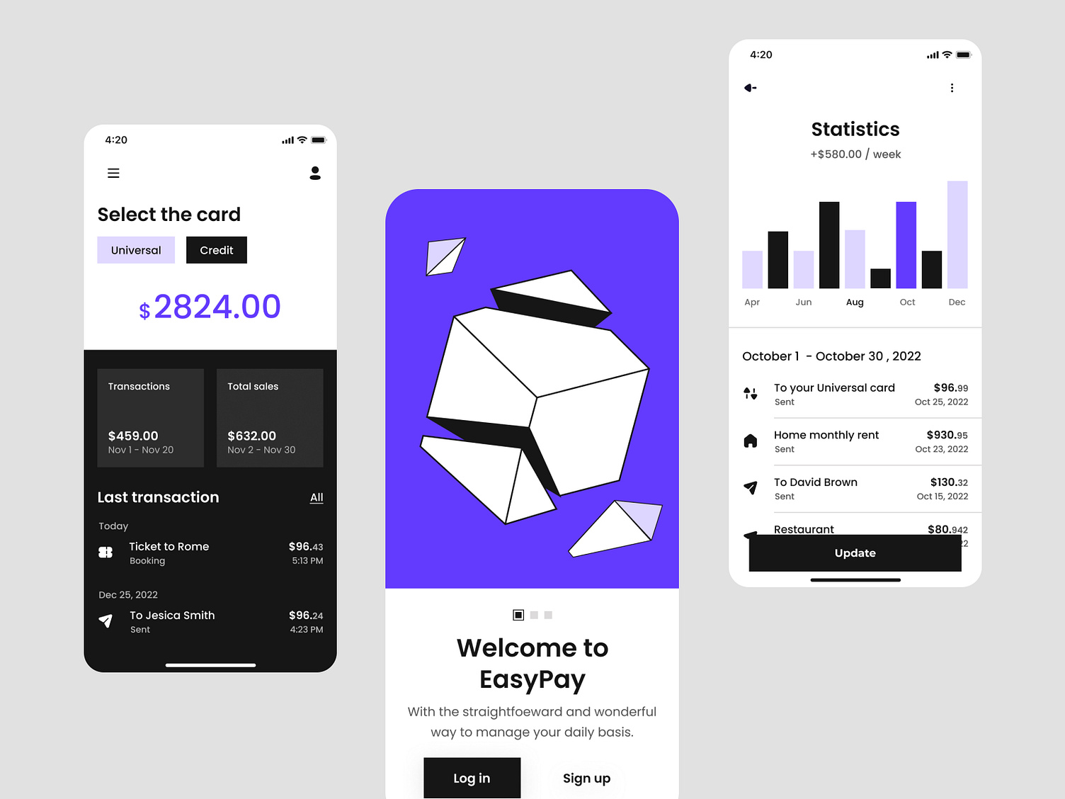 EasyPay mobile app by Taras Migulko for Emote on Dribbble