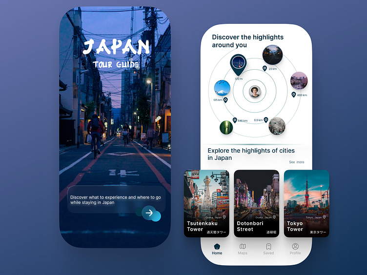 Japan Tour Guide Design Mobile UI Design by abu design on Dribbble