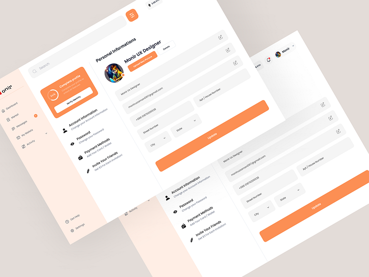 SaaS web user profile page by Monir on Dribbble