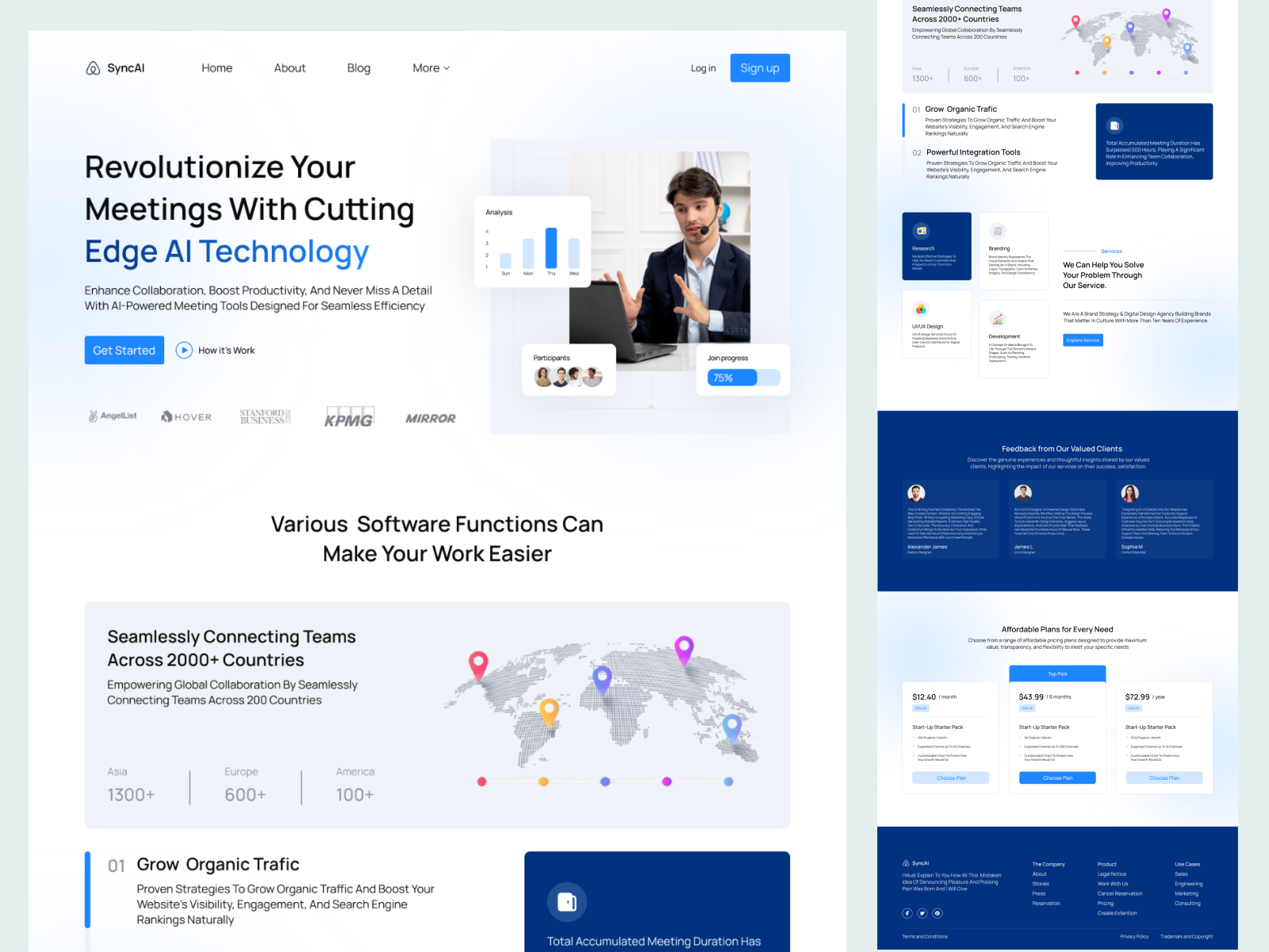 SyncAI-Powered Meeting & Collaboration SaaS Website UI Design by Pabel ...