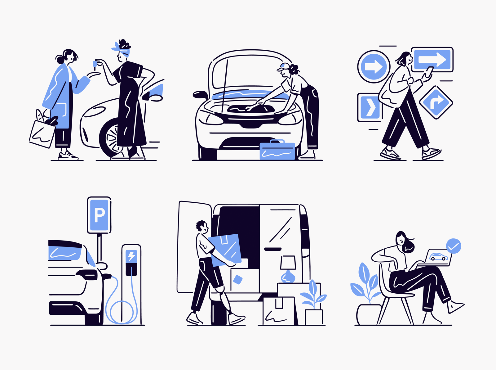 Getaround Brand Illustrations by Brad Cuzen on Dribbble