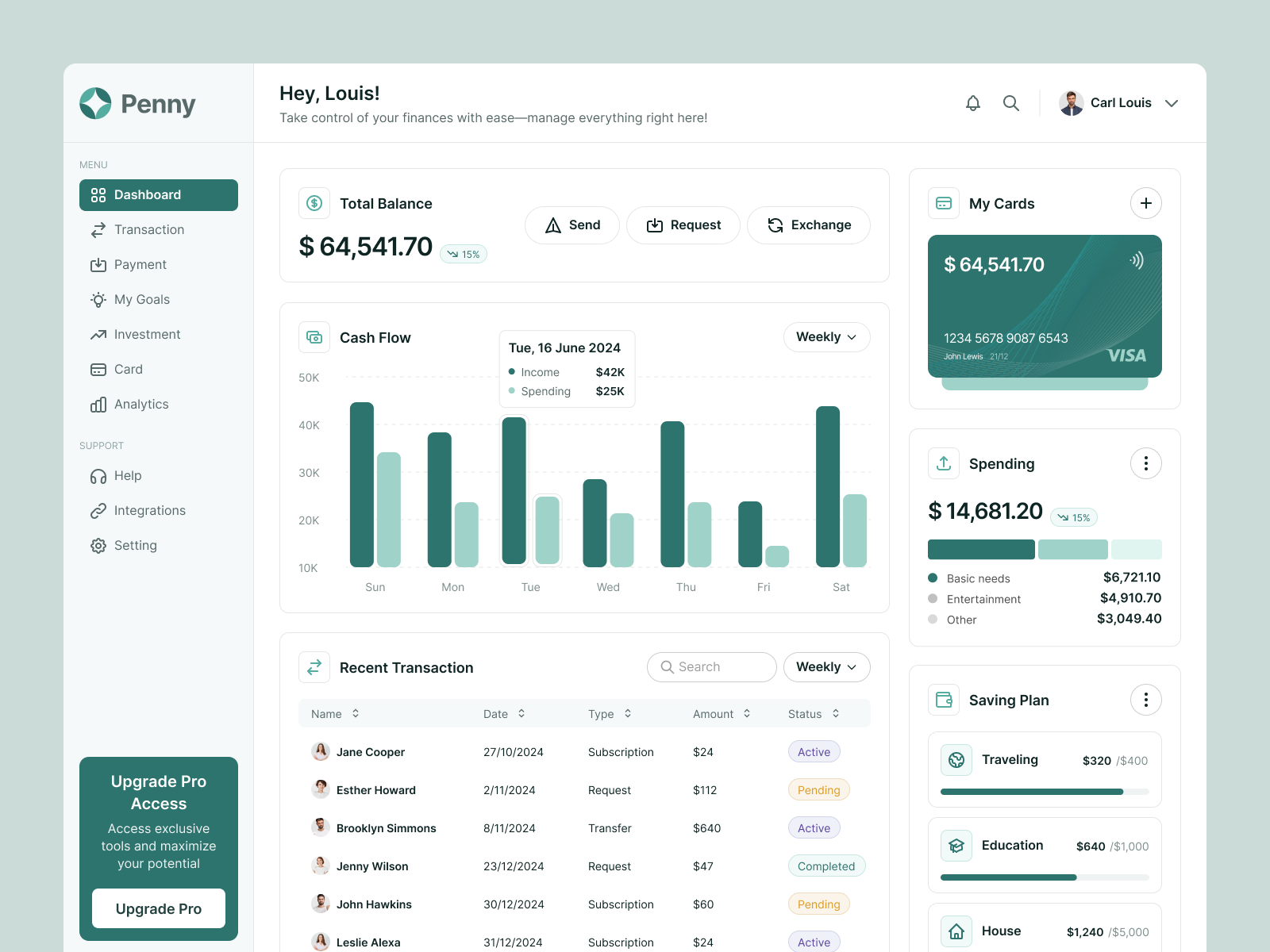 Penny - Financial Dashboard by Annisa Maghfira Izzani on Dribbble