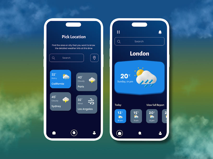 Weather App Design by Guru TechnoLabs on Dribbble