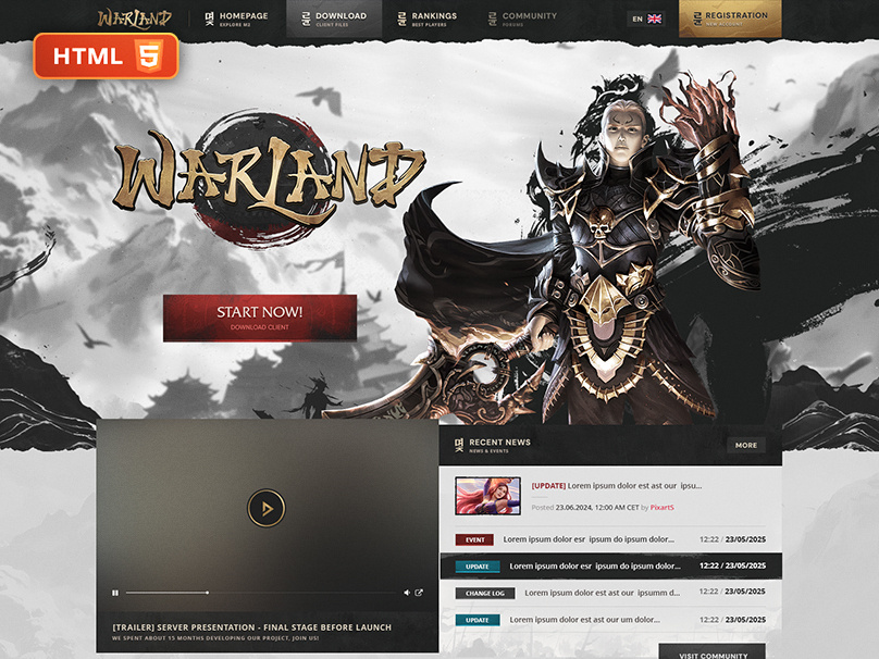 Mmorpg Metin2 Animated Website Template - Warland 🔥 by PIXARTS STUDIO on Dribbble