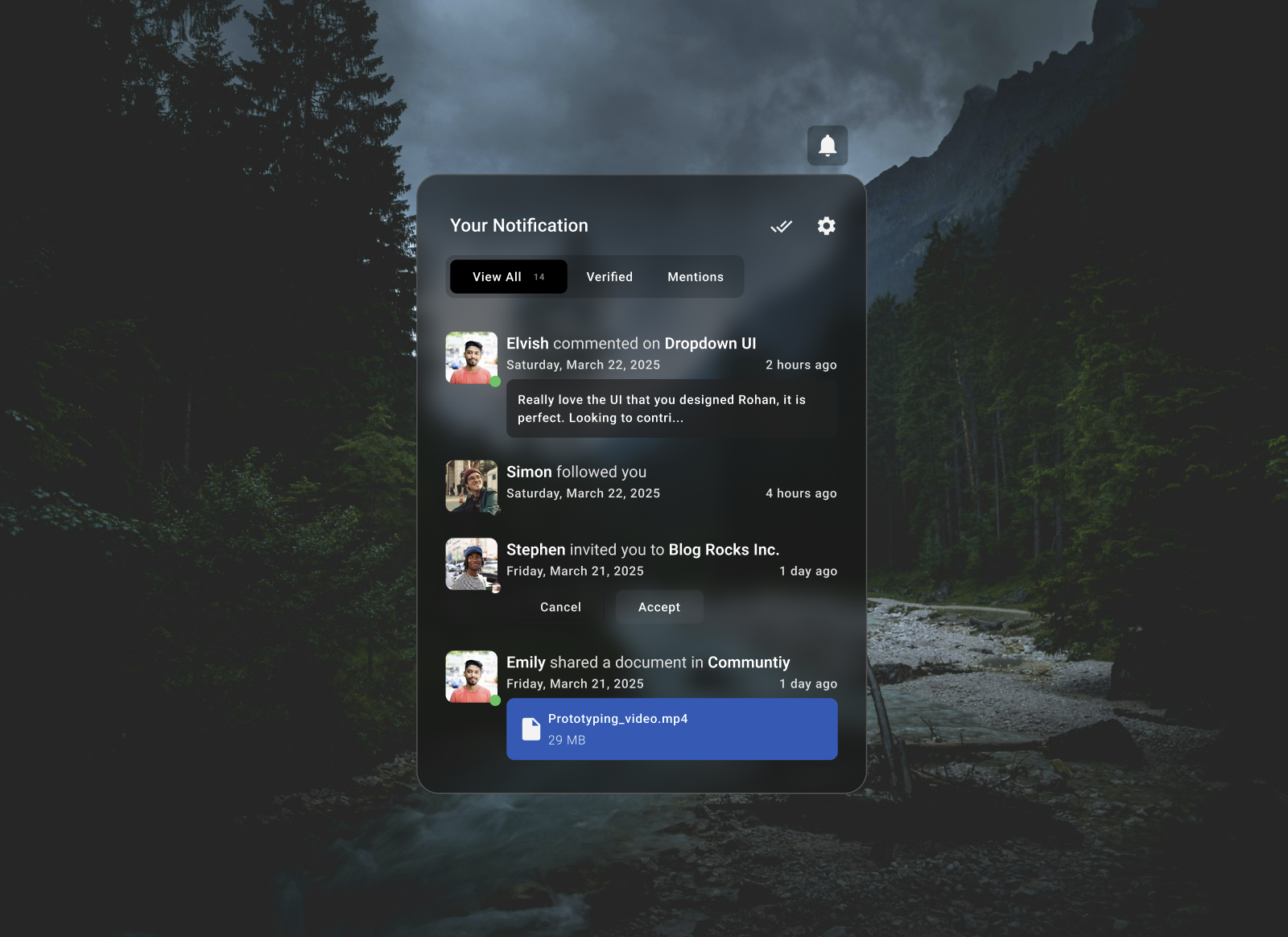 Sleek & Modern Notification UI by Rohan Chaudhary on Dribbble