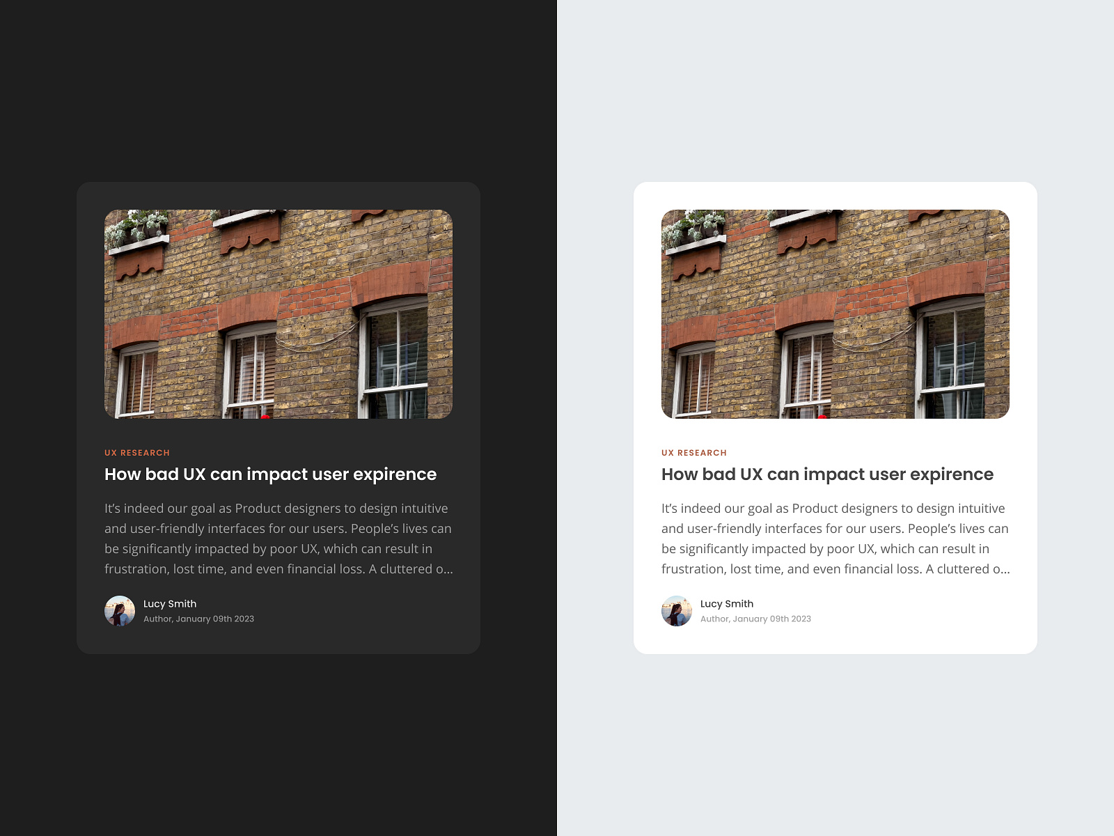 Card UI design for news (Light and Dark themed) by Bethan Dutton on ...