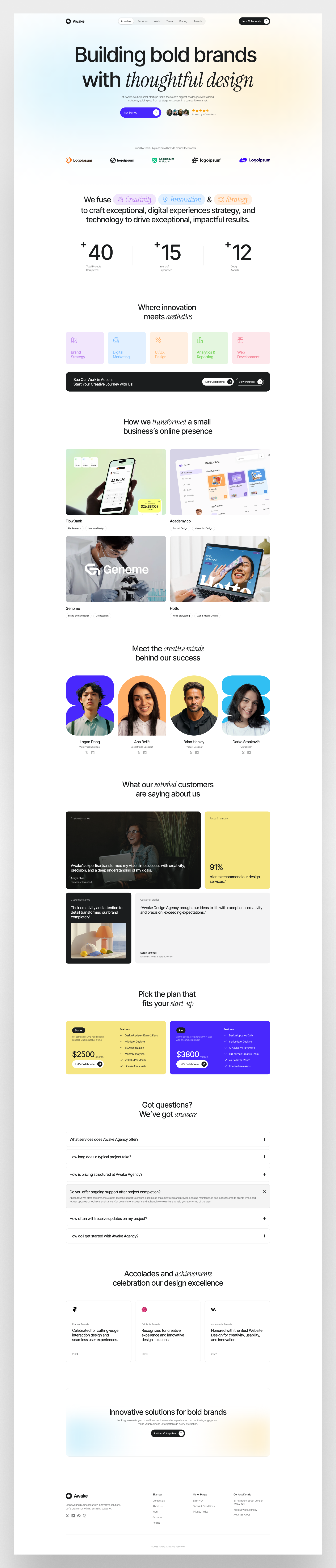 Awake Agency Template Design by WrapPixel on Dribbble