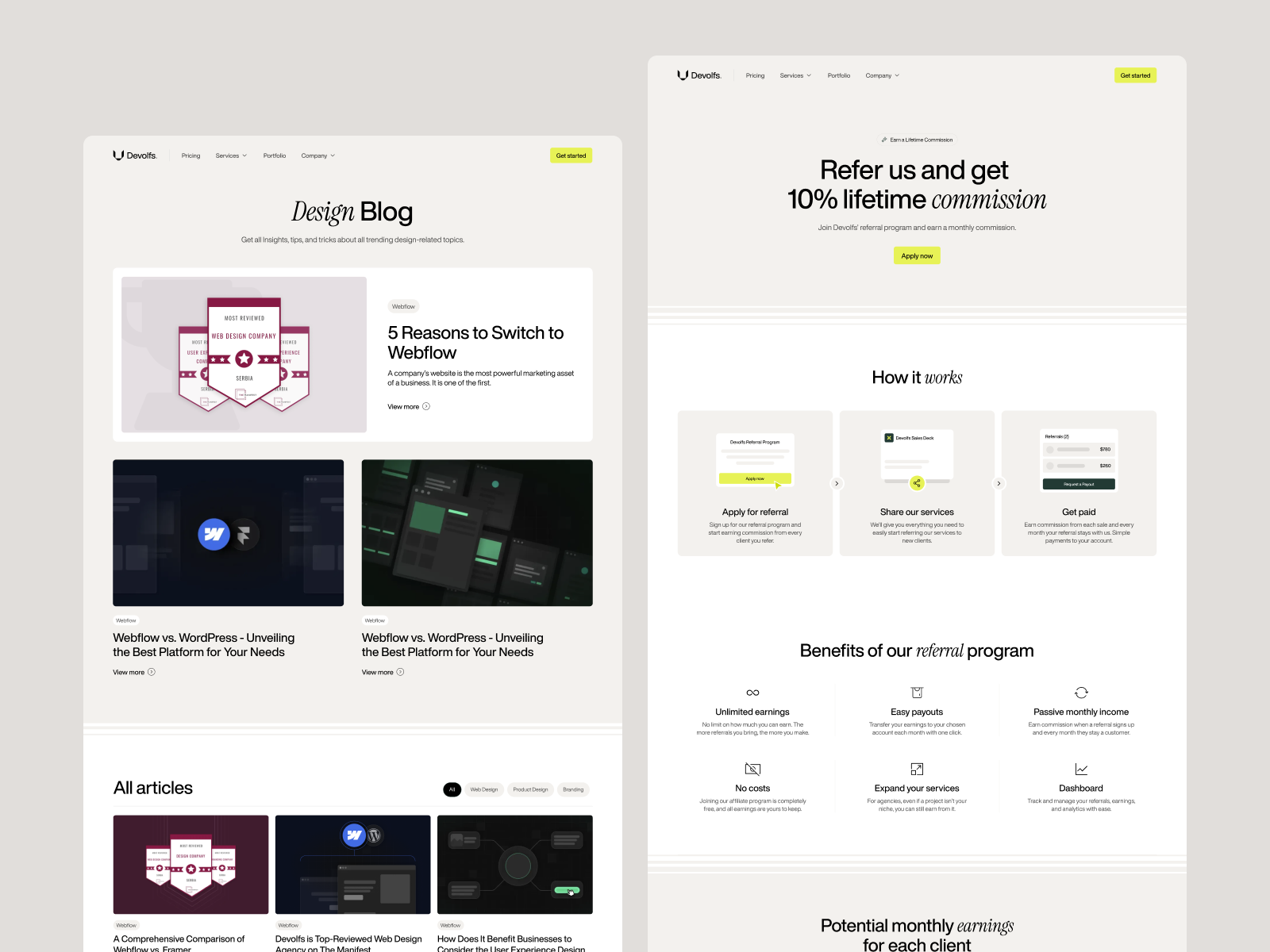 Devolfs design agency website by leonardophoenix for Devolfs on Dribbble