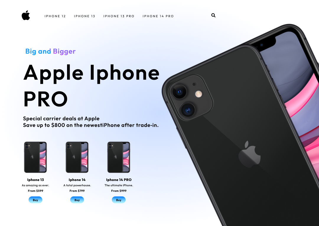 Apple Iphone Landing Page Design - FIGMA by Krishna W. on Dribbble