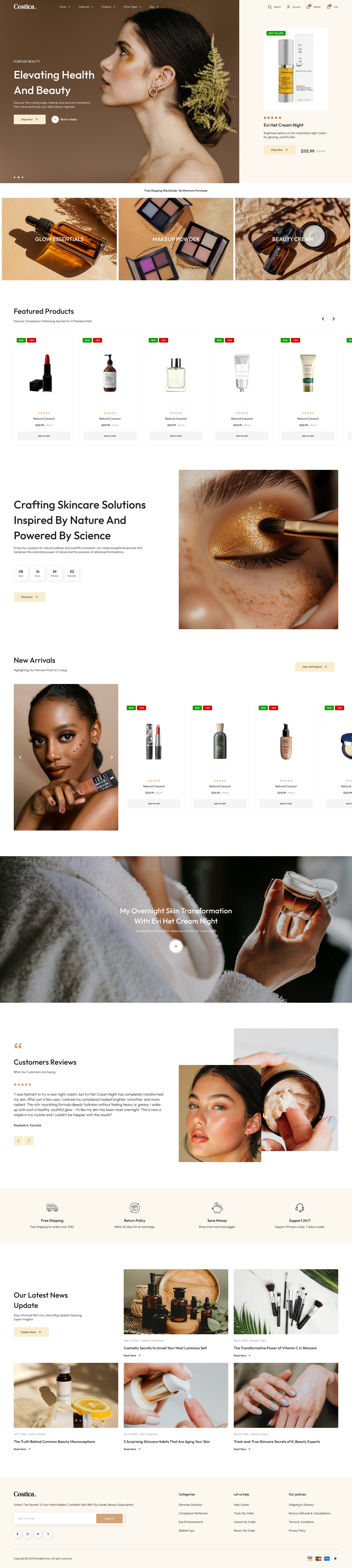 Costica - Skincare & Cosmetics Shop WordPress Theme by Rising Bamboo on Dribbble