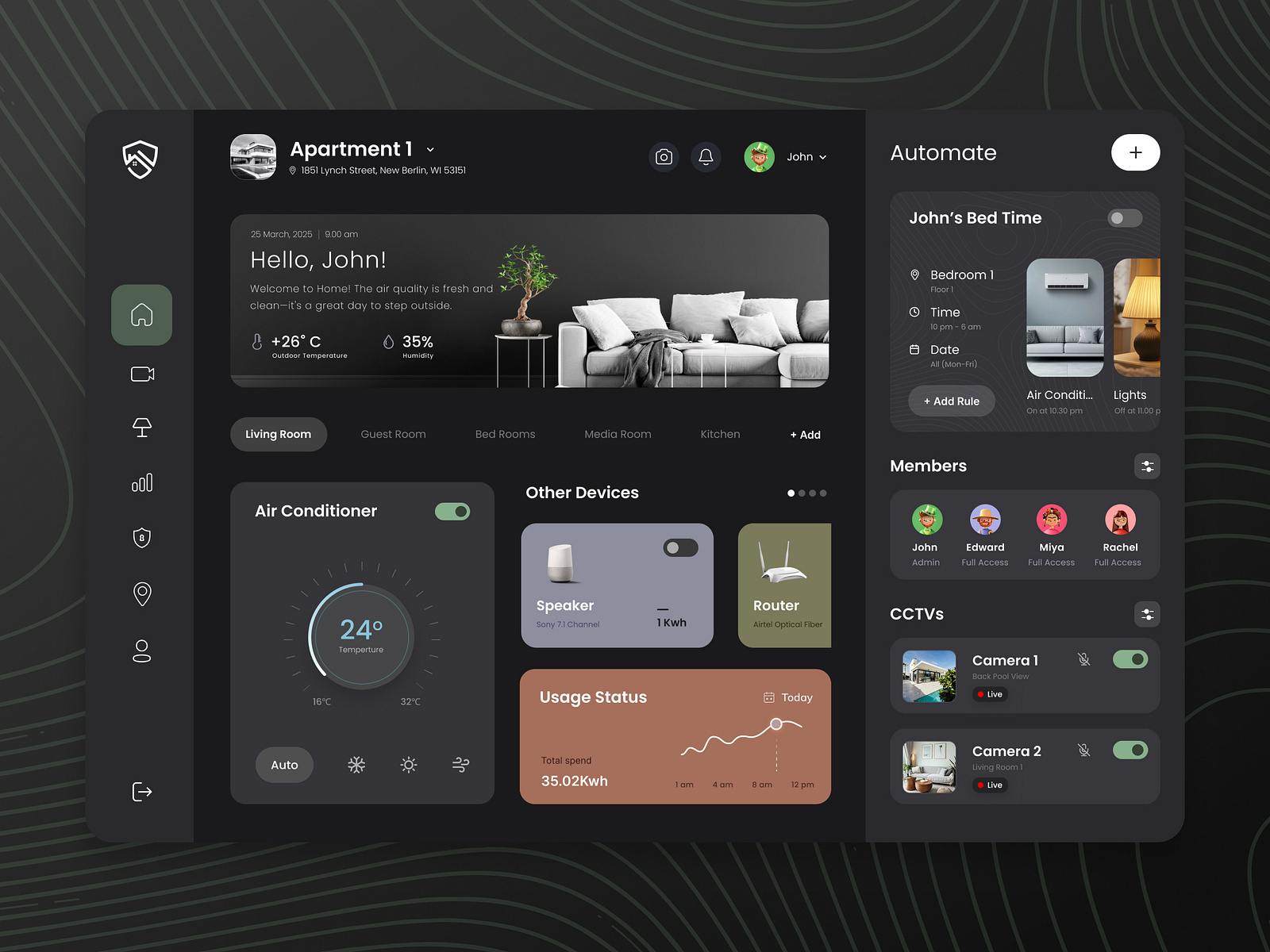 Smart Home Controller Dashboard by Binish George on Dribbble