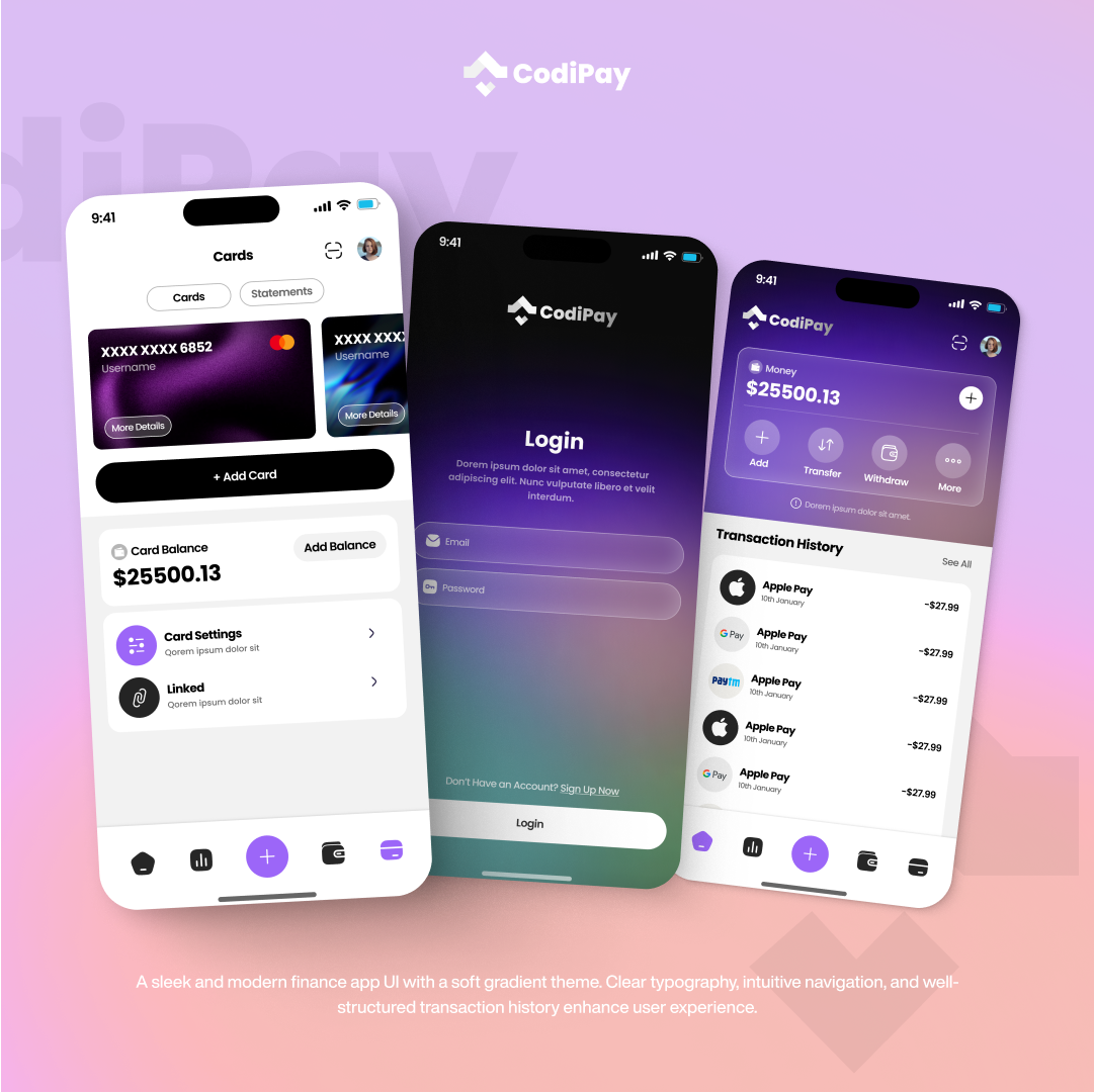 Modern Finance App UI by Codeflix on Dribbble