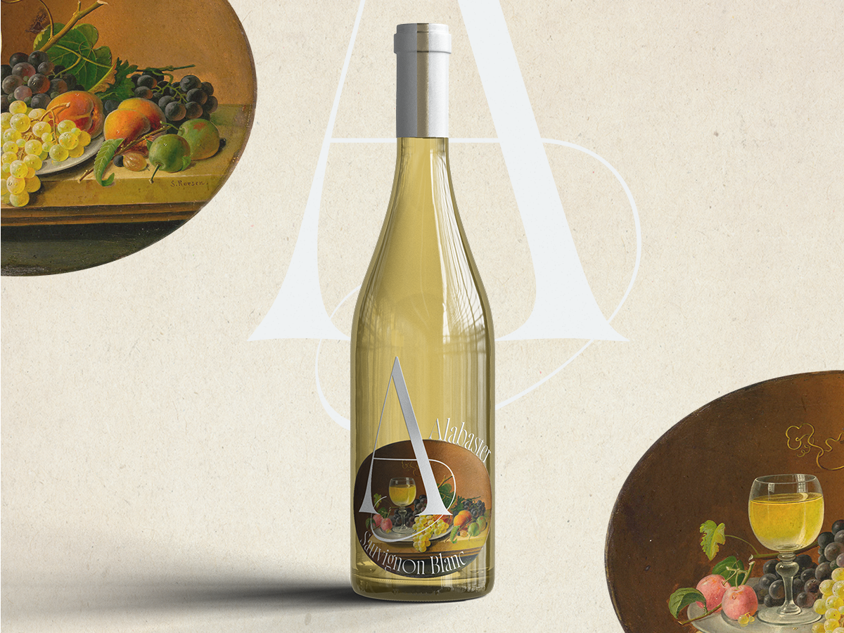 Alabaster Sauv Blanc Wine Label by Pine Watt on Dribbble
