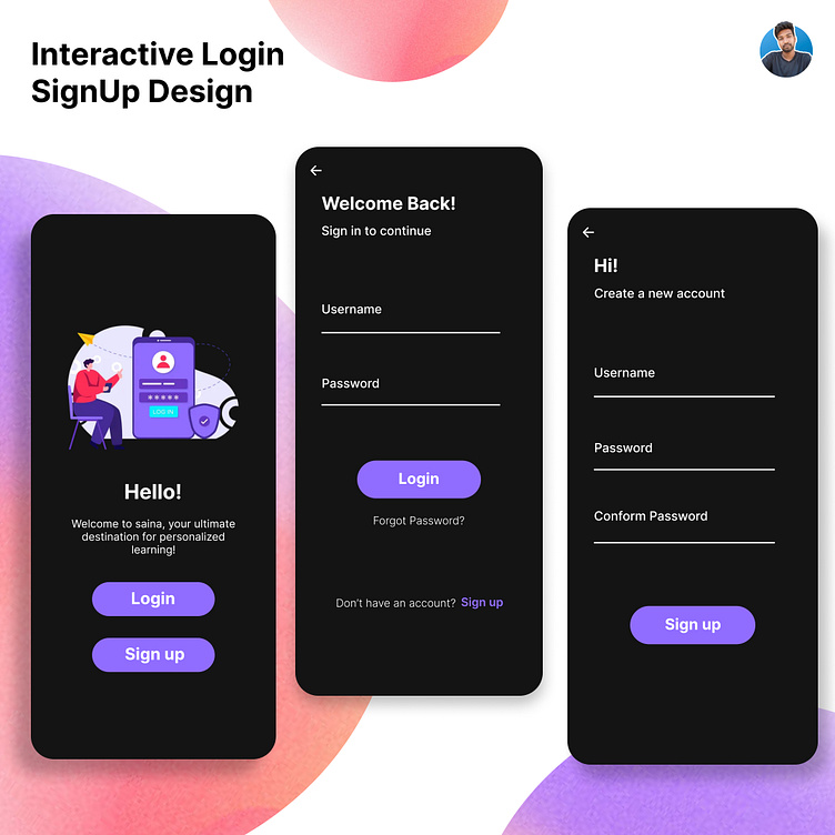 Modern & Interactive Login/Signup UI Design – Dark Mode by Mohan Raj ...
