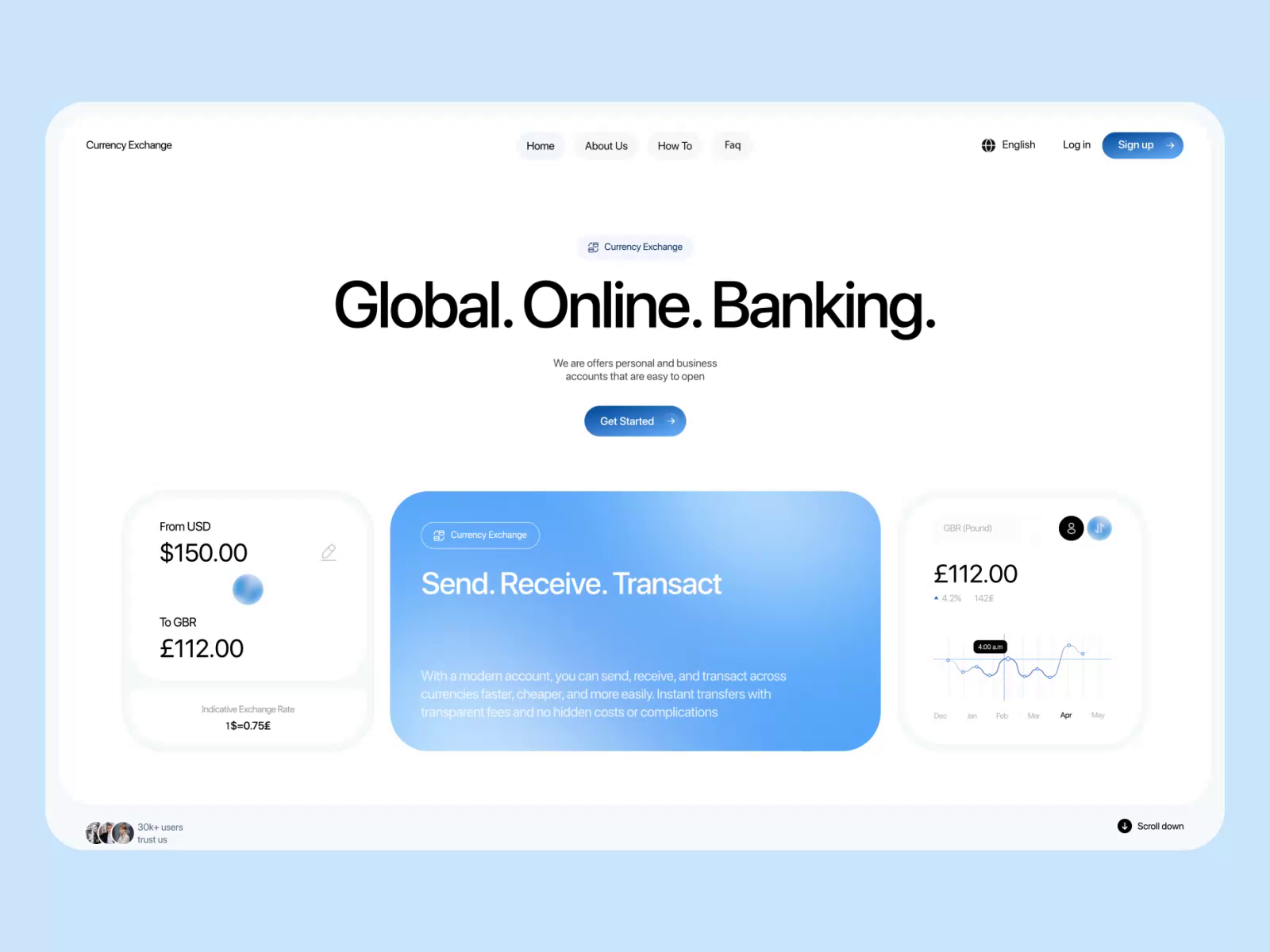 Digital Banking Landing Page by Bogdan Falin for QClay on Dribbble
