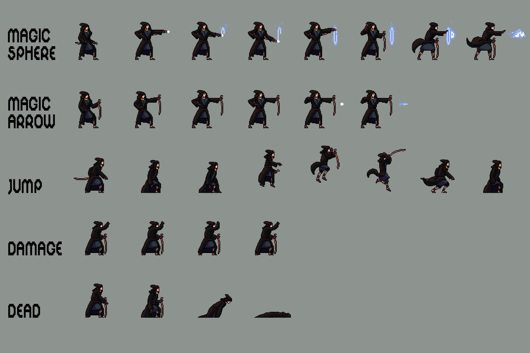 Free Wizard Sprite Sheets Pixel Art by 2D Game Assets on Dribbble