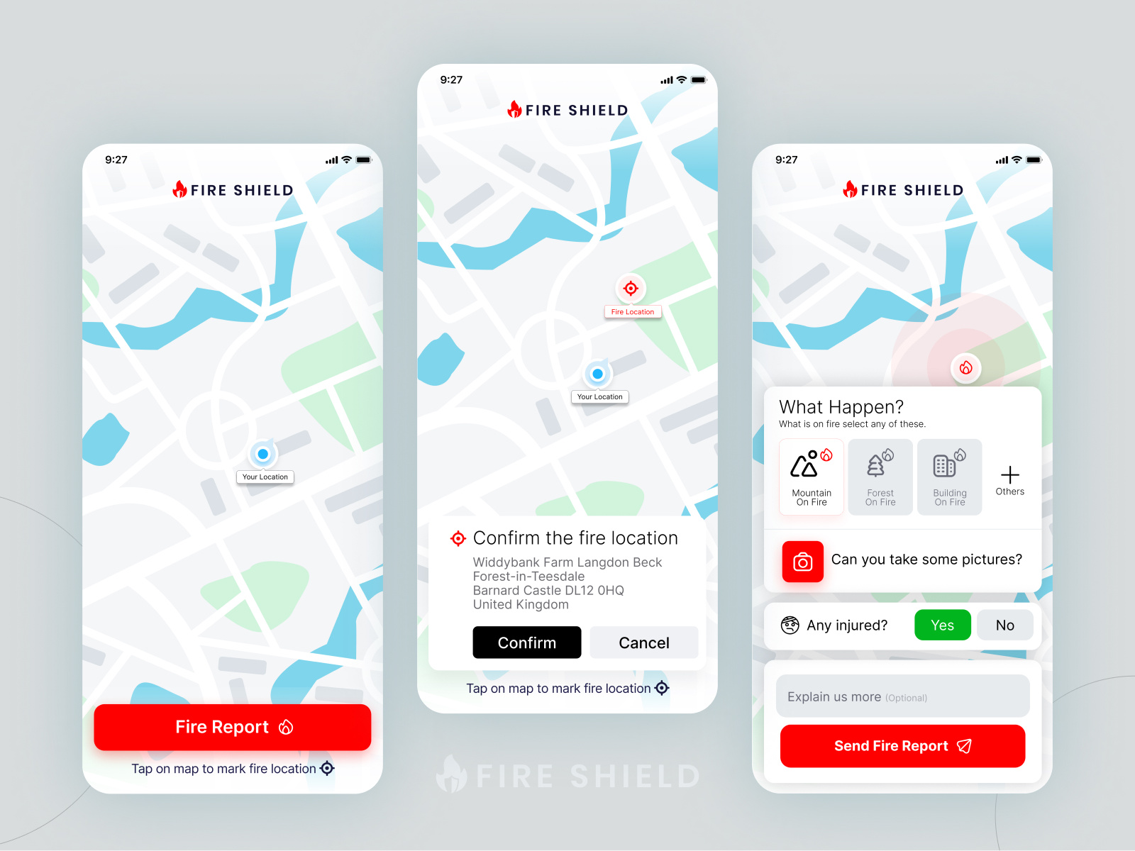 Fire Shield – Instant Fire Reporting App UI by ME UI/UX Designer on ...