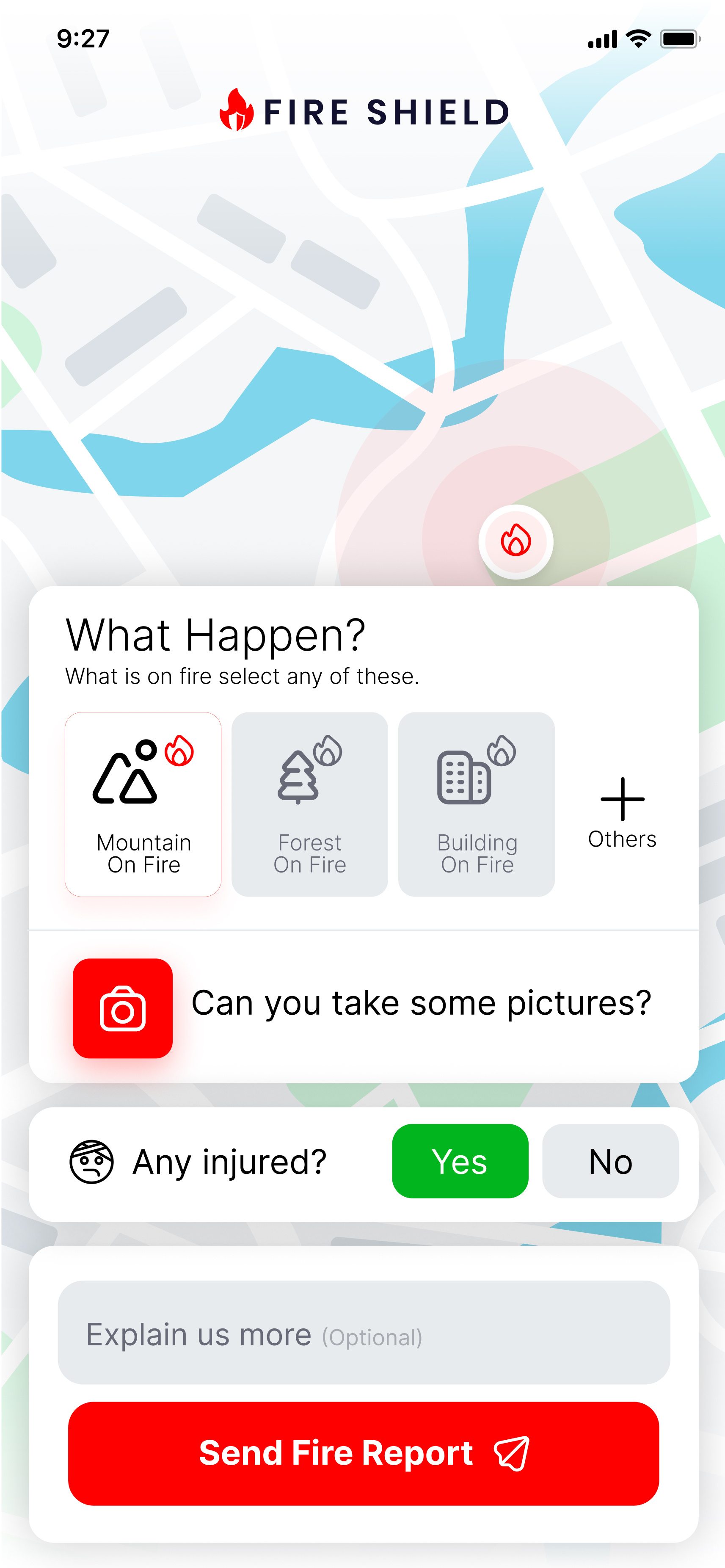 Fire Shield – Instant Fire Reporting App UI by ME UI/UX Designer on ...
