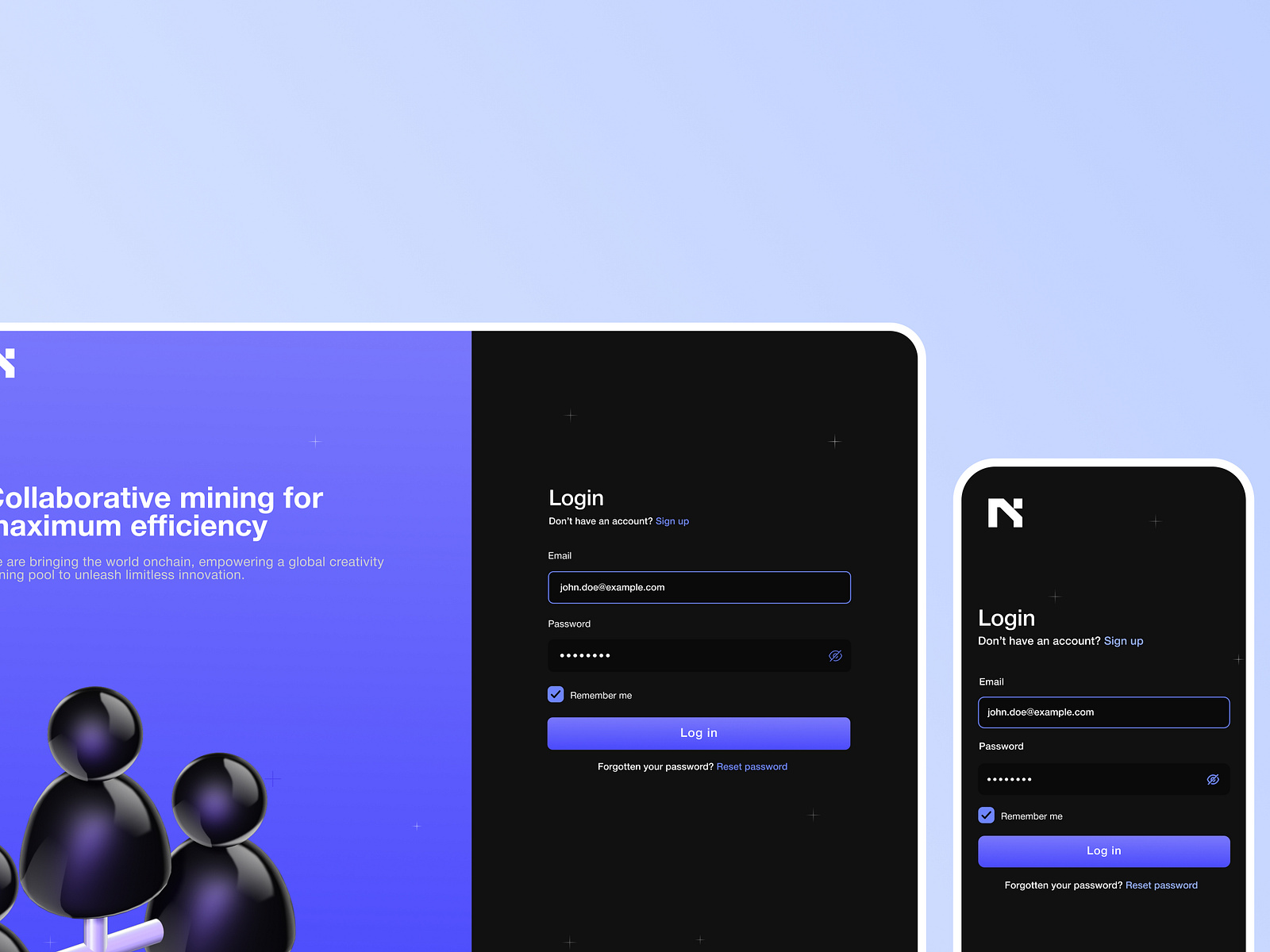 Mining Pool Login Screen (Web & App) by Nandhan Ks on Dribbble