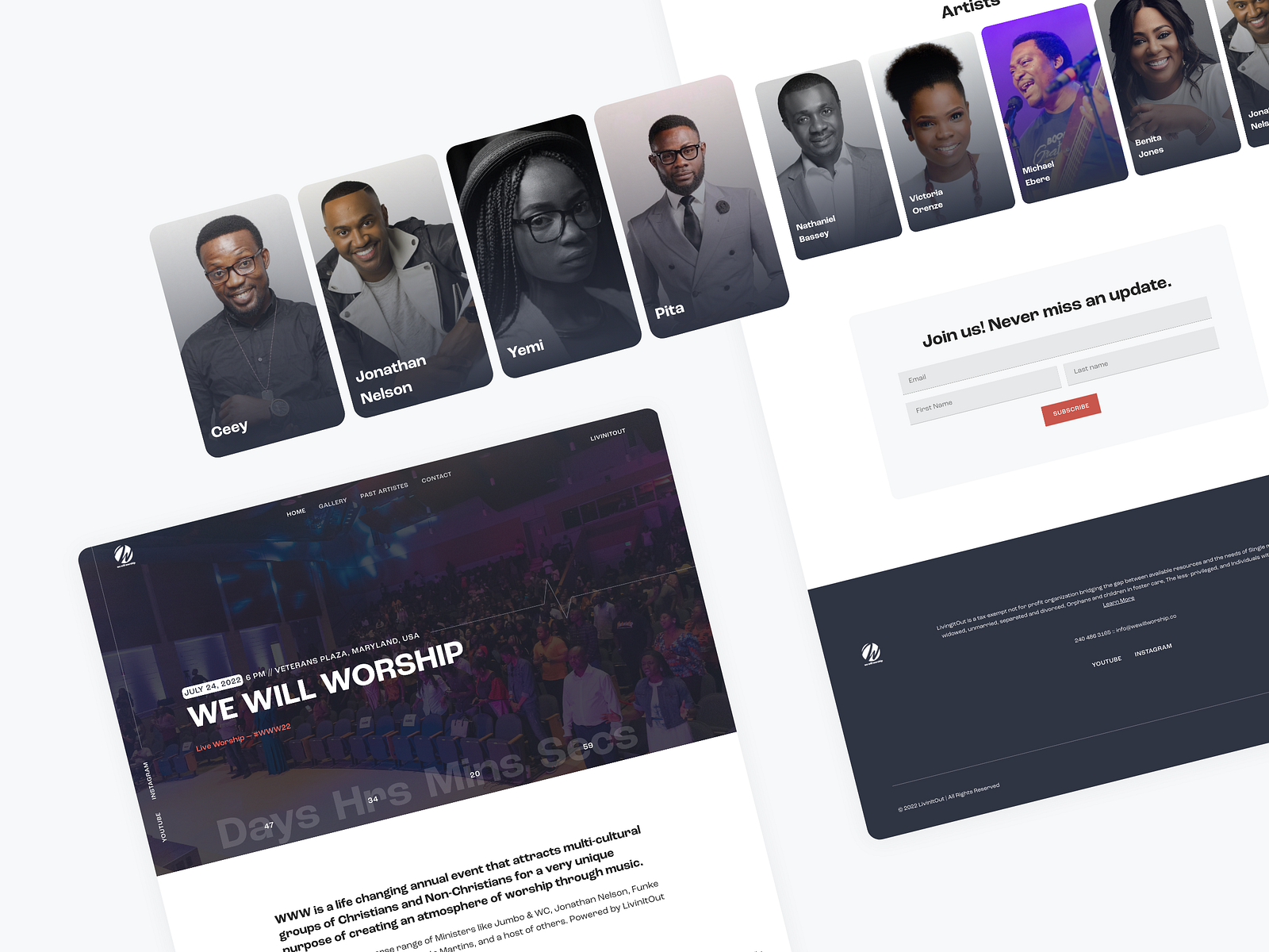 Worship concert website by Vuche Studio on Dribbble