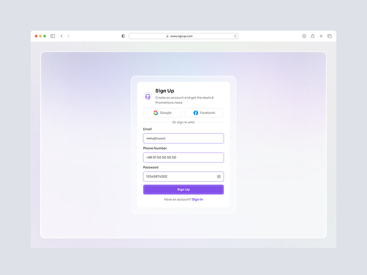 Web Sign Up Page UI Design by Srity Chowdhury on Dribbble