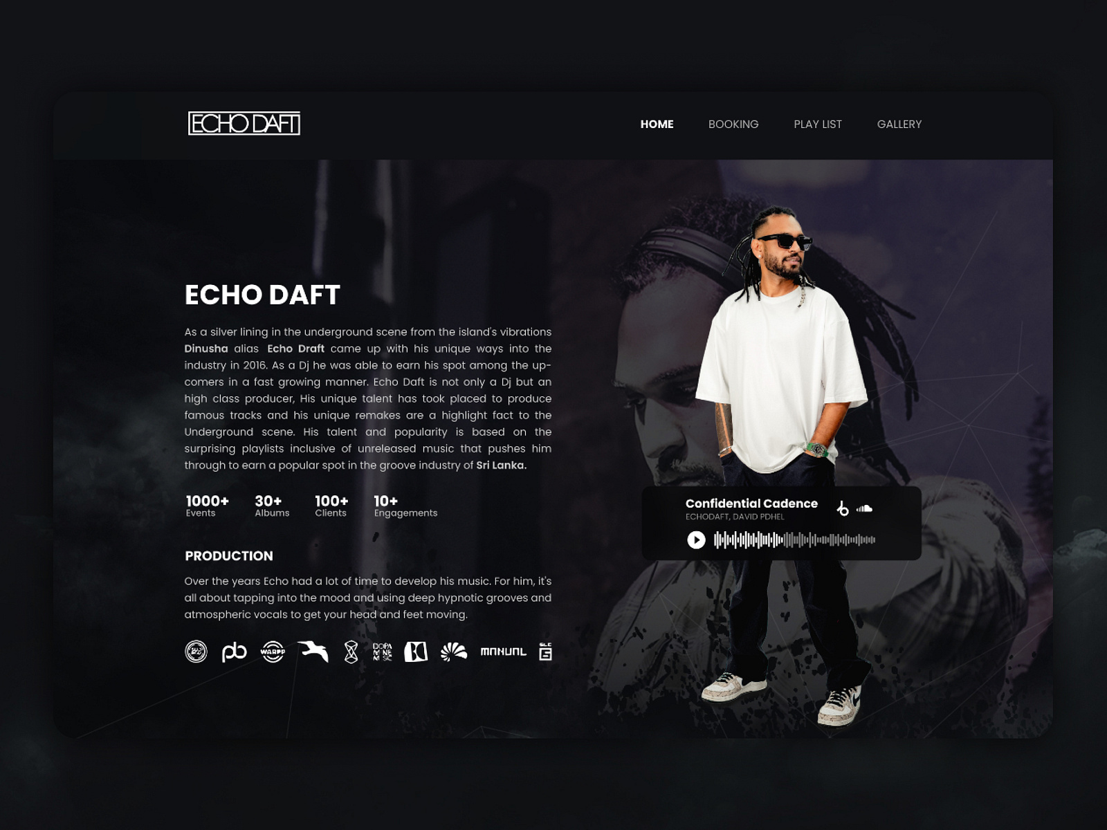 Artist Portfolio UI/UX Design – Echo Daft by Hasith Perera on Dribbble