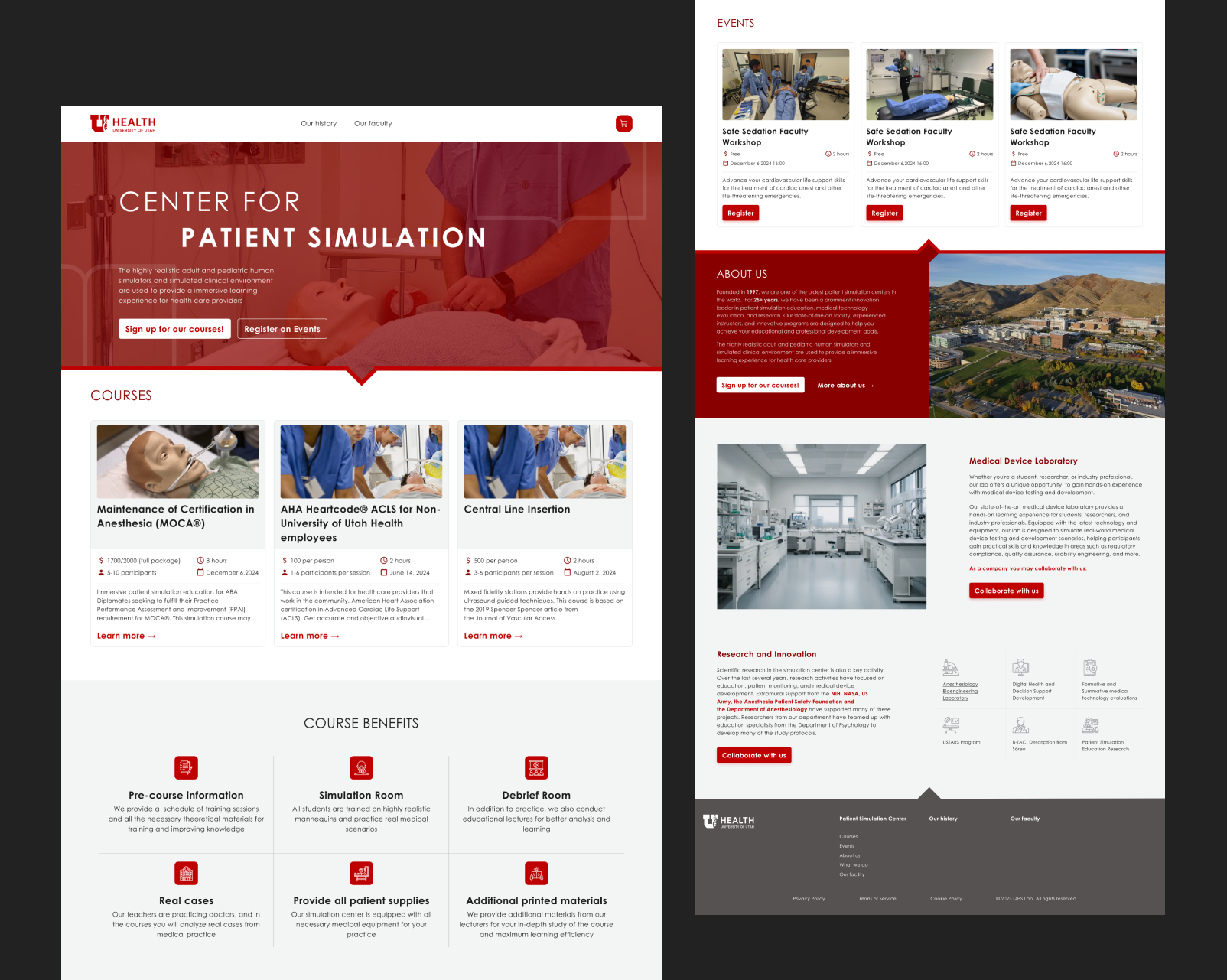 University of Utah Patient Training Center Website by Nataliia on Dribbble