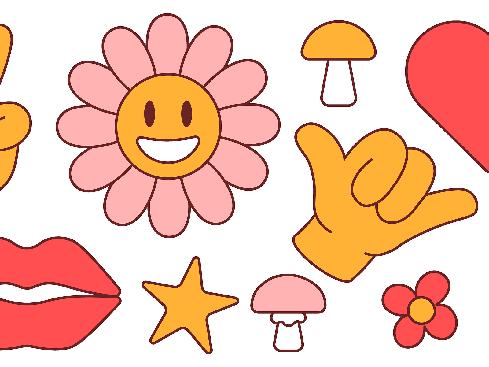 Hippie icon set. by Mark on Dribbble