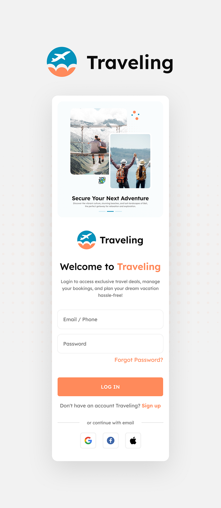 Travel Login Page Responsive UI Design by Pravin Sonagara on Dribbble