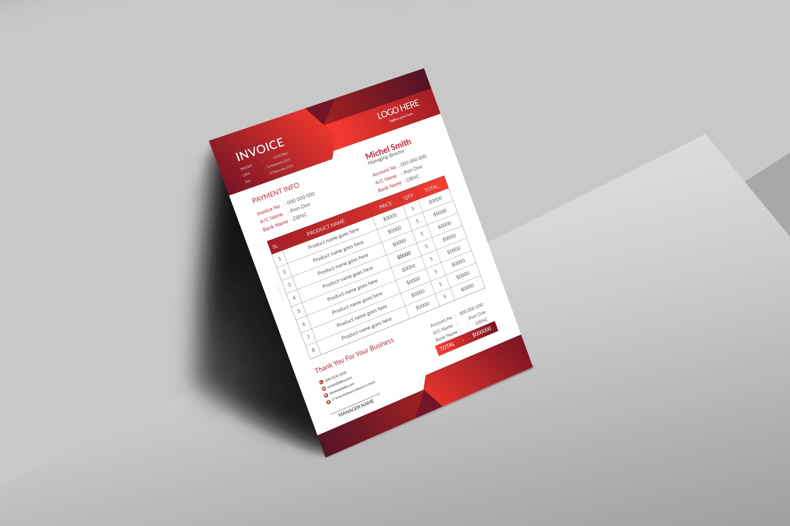 Modern and professional Invoice Design by Mahbuba Jannat Muna on Dribbble