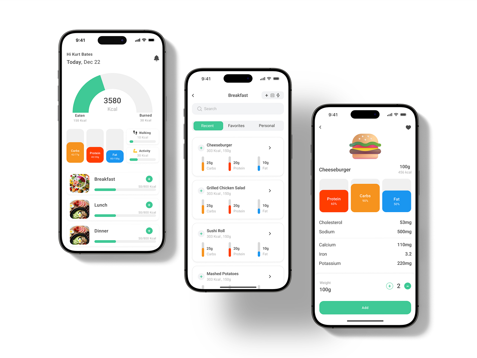 Calorie Counter - Mobile App UI by Mohamed Talaat on Dribbble