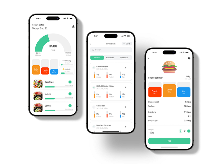 Calorie Counter - Mobile App UI by Mohamed Talaat on Dribbble