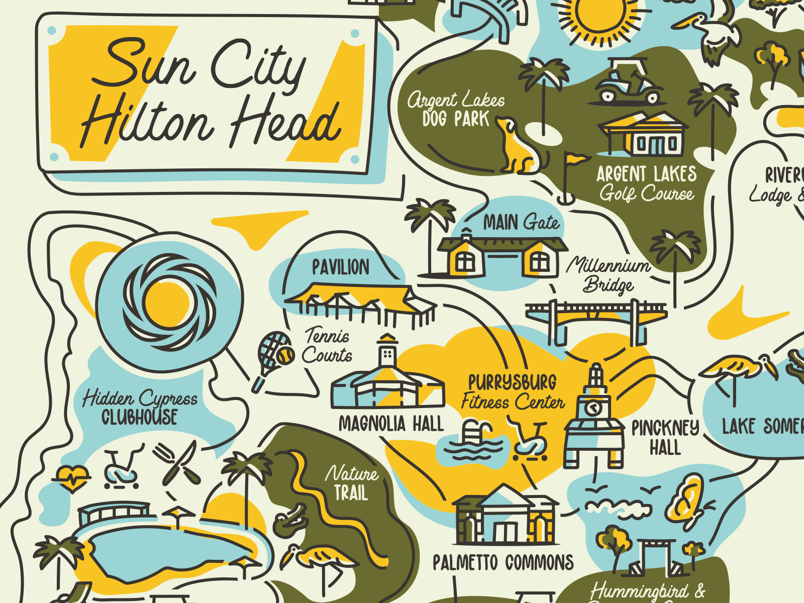 Sun City Hilton Head Map by Sean Daugherty for Gradient9 Studios on Dribbble