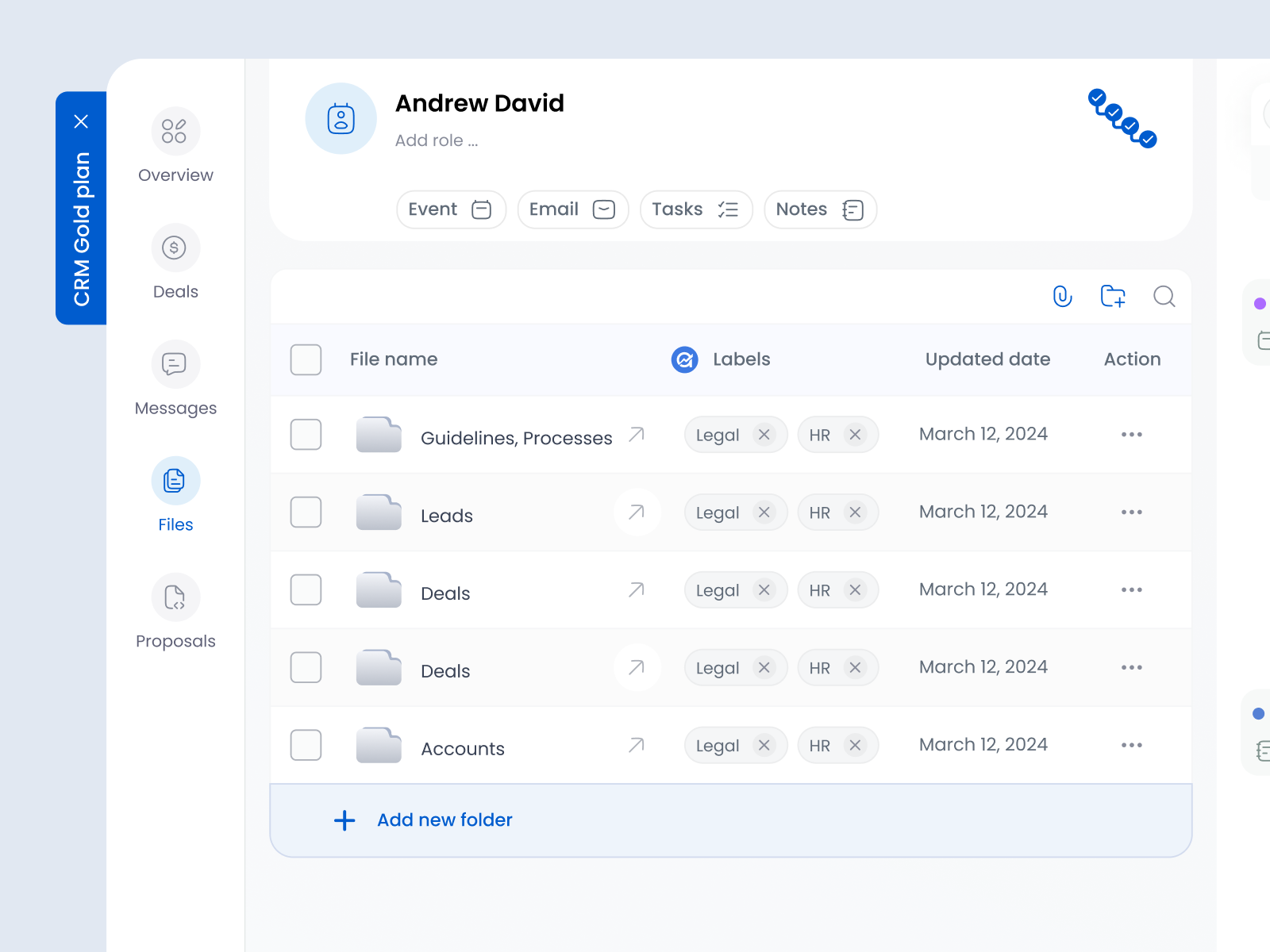 Modern CRM Dashboard – File Management UI by Dinidu Kasun on Dribbble