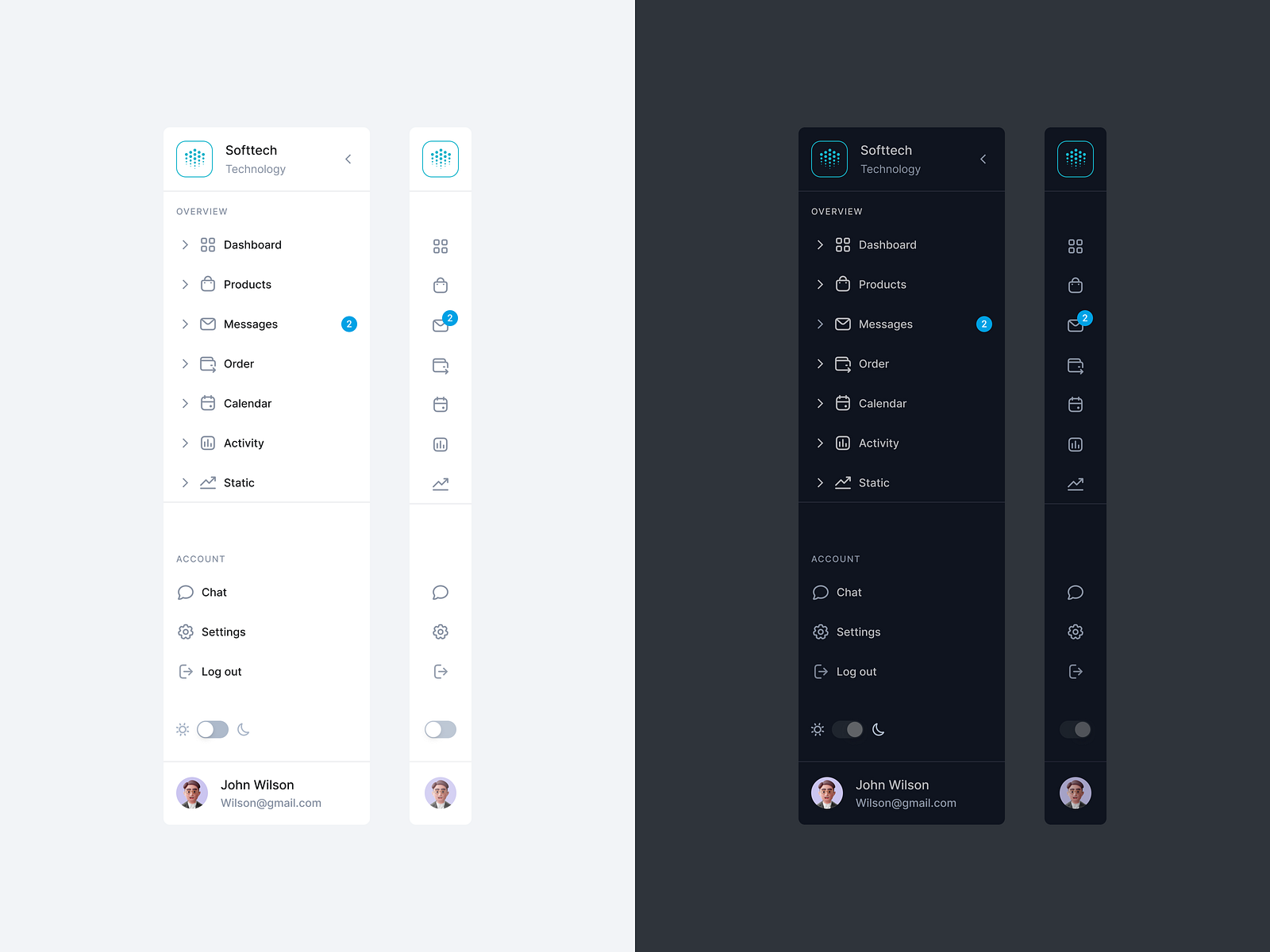 Dark mode sidebar navigation by Dmitry Sergushkin on Dribbble