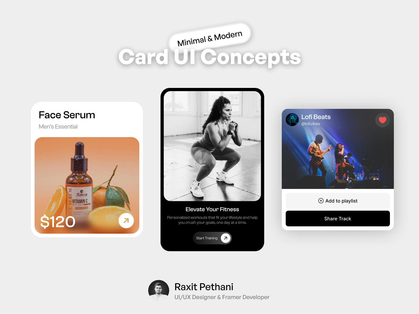 Minimal & Modern Card UI Concepts by RAXIT PETHANI on Dribbble