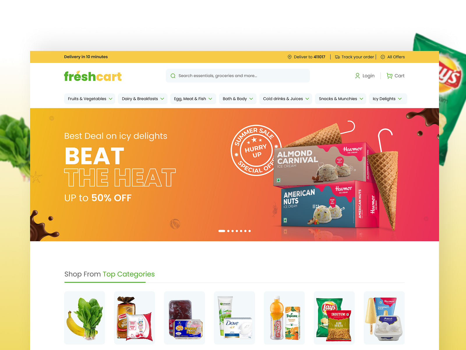 Freshcart - Online Grocery Landing Page Design | UIUX by Badhon ...