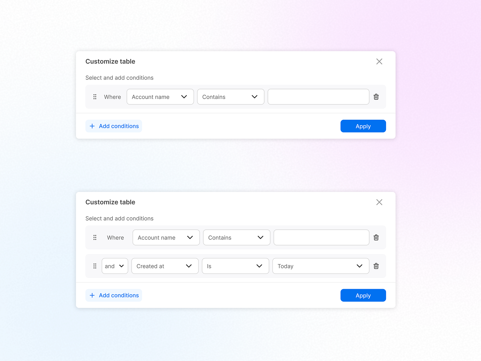 Advanced Table Filtering UI by Smruti Tiwari on Dribbble
