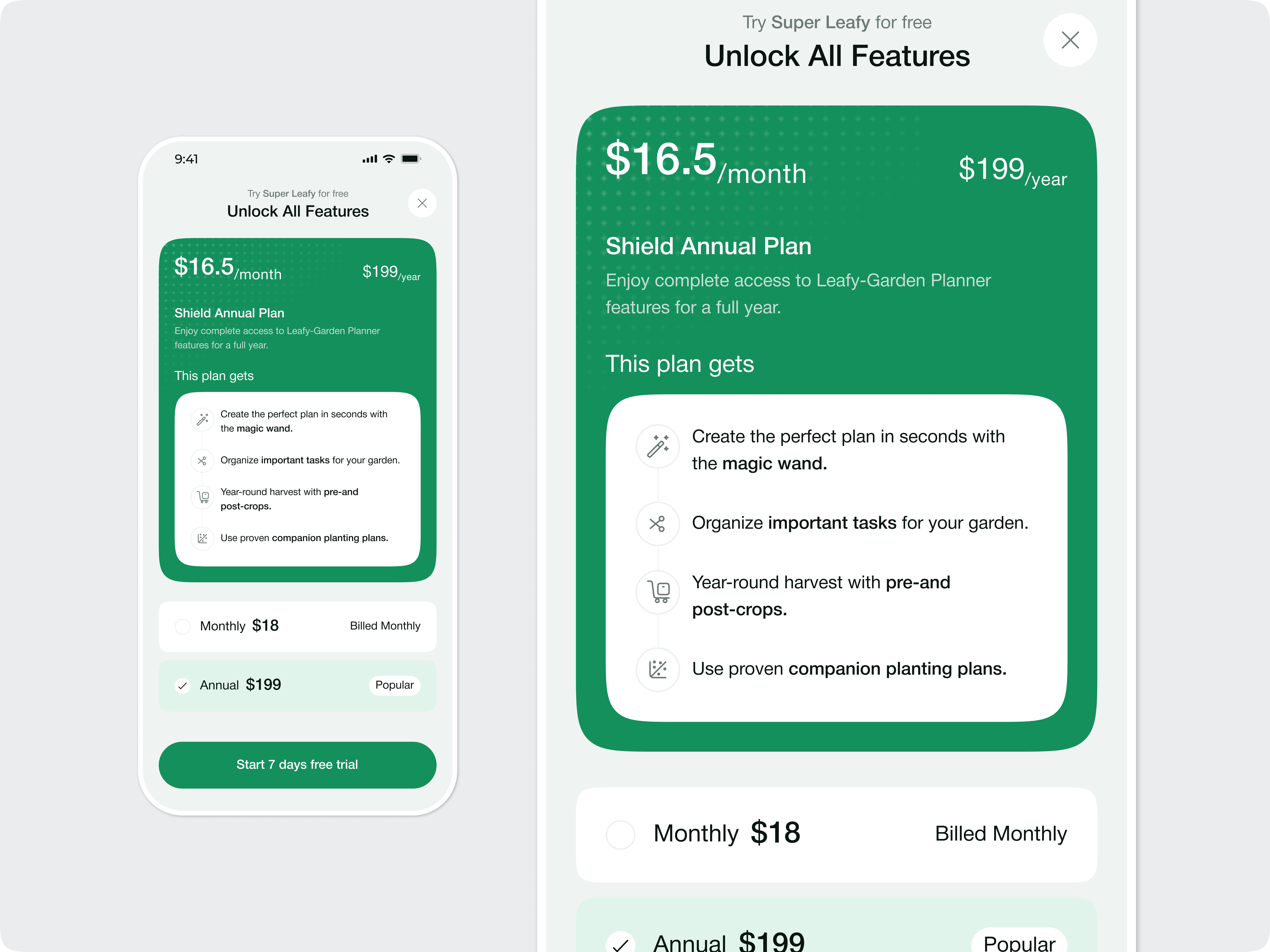 Premium Plan Screen - Garden Planner Mobile App by Faruk Hossain on ...