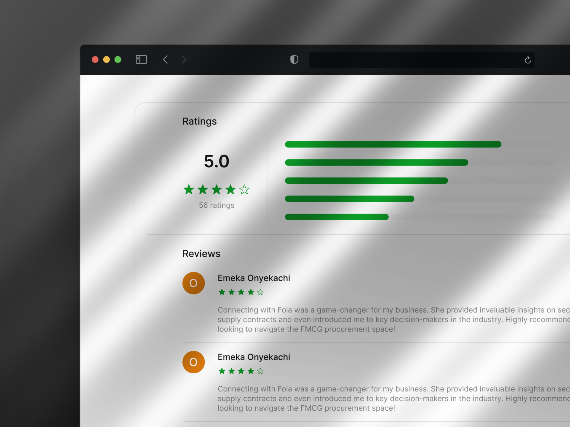 Reviews and Ratings section for web design by Oluwatimilehin Adekoye on ...