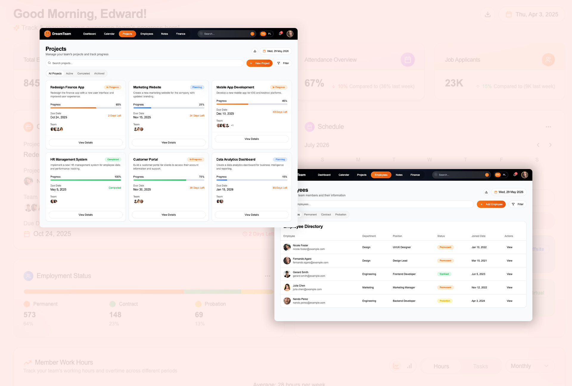 DreamTeam - HR Web Application by Marcin Chybiorz on Dribbble