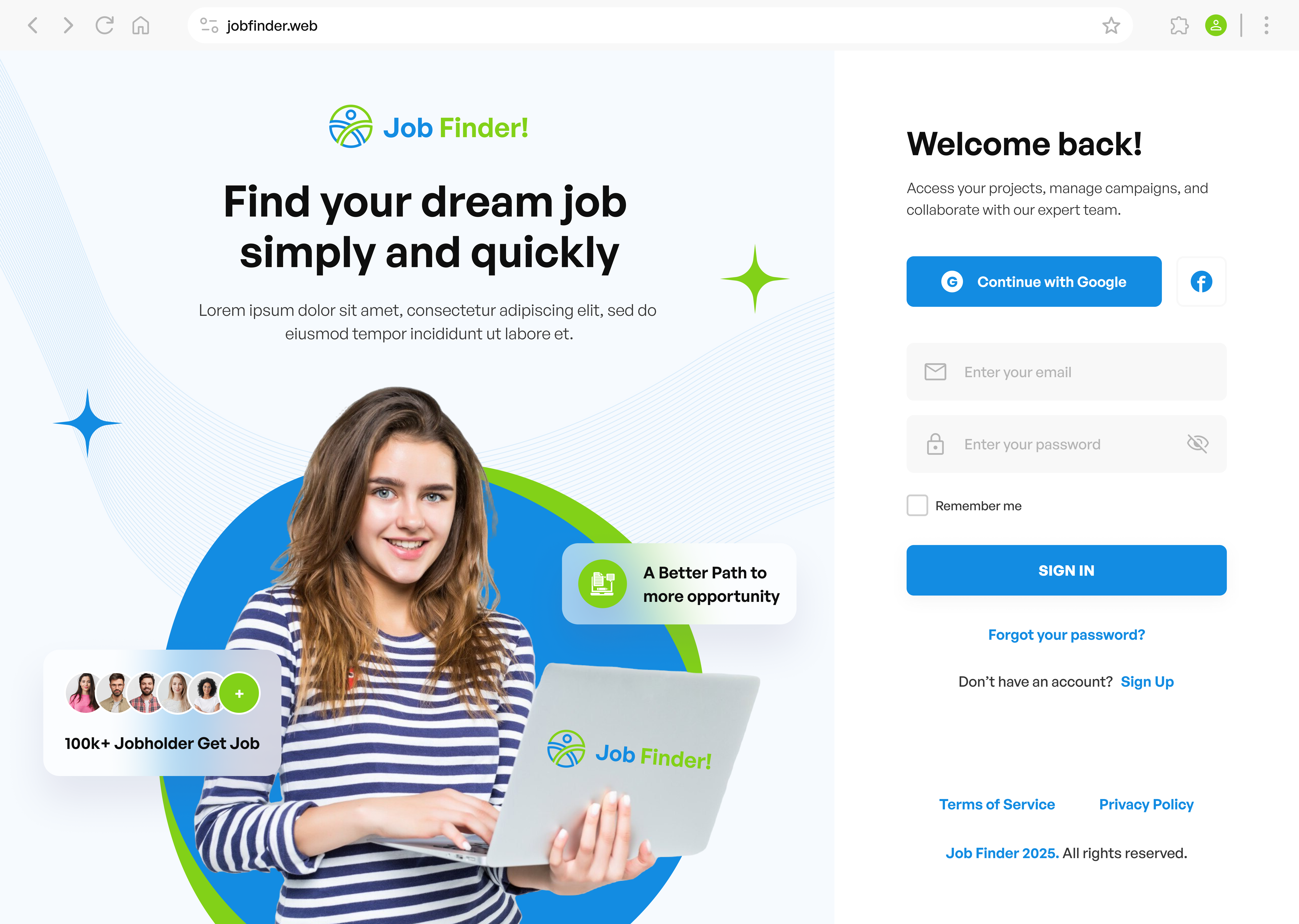 Job Find Login Page UI Design by Pravin Sonagara on Dribbble