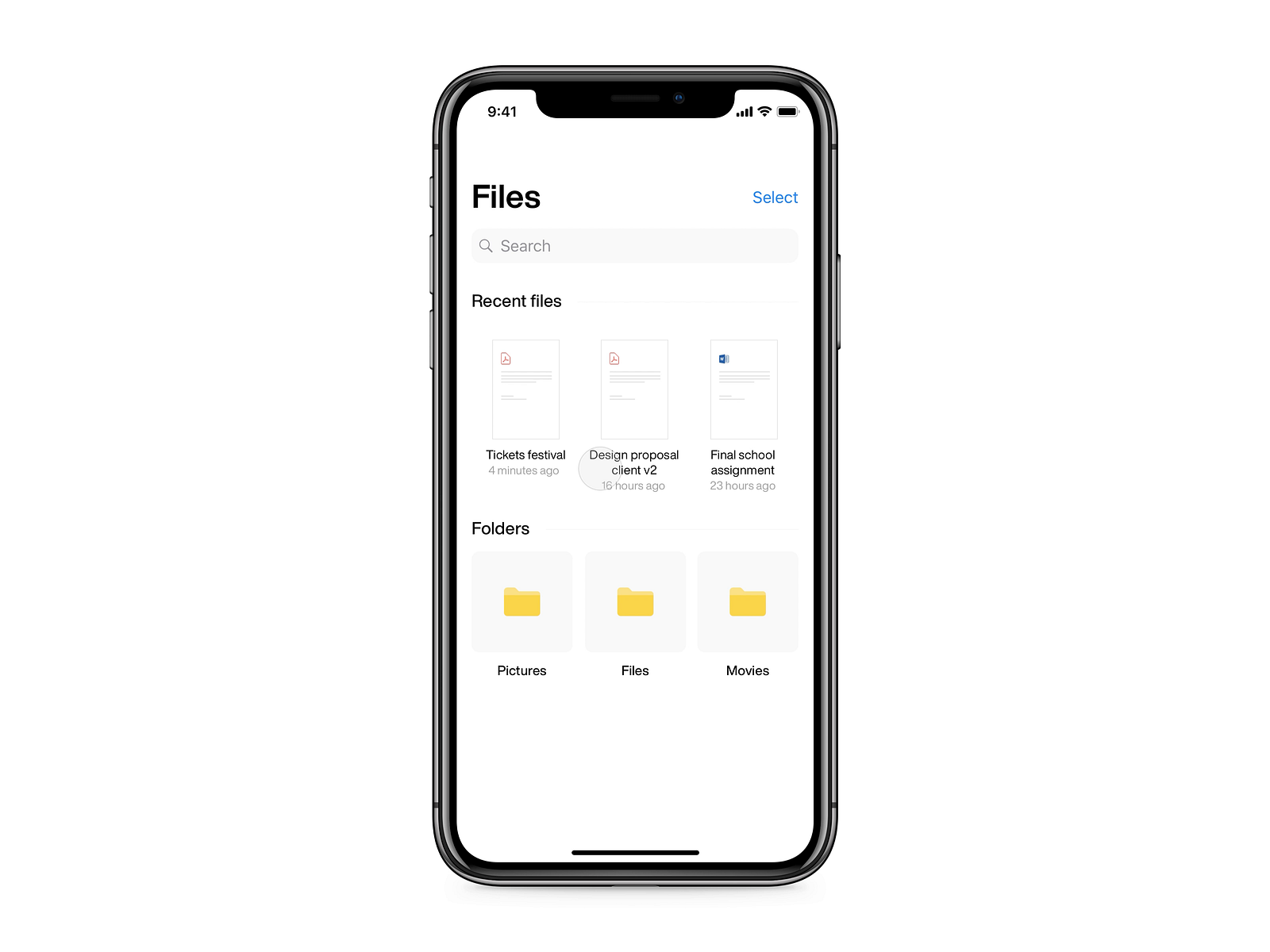 File iOS app - Drag to folder by Thomas Otter on Dribbble