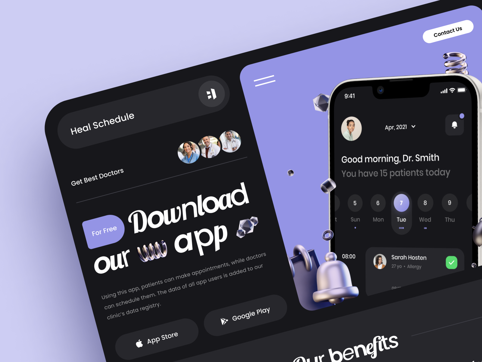 Heal Schedule: mobile landing page by Dmitry Lauretsky for Ronas IT | UI/UX Team on Dribbble