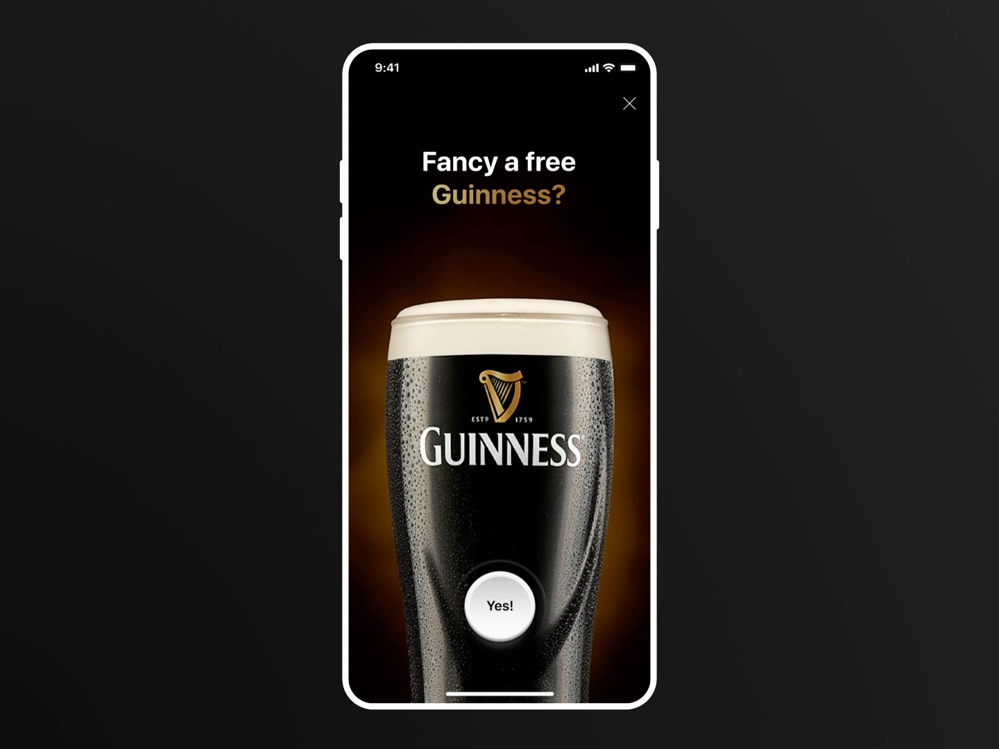 Guinness Beer Promotion Screens by Ilya Sablin on Dribbble