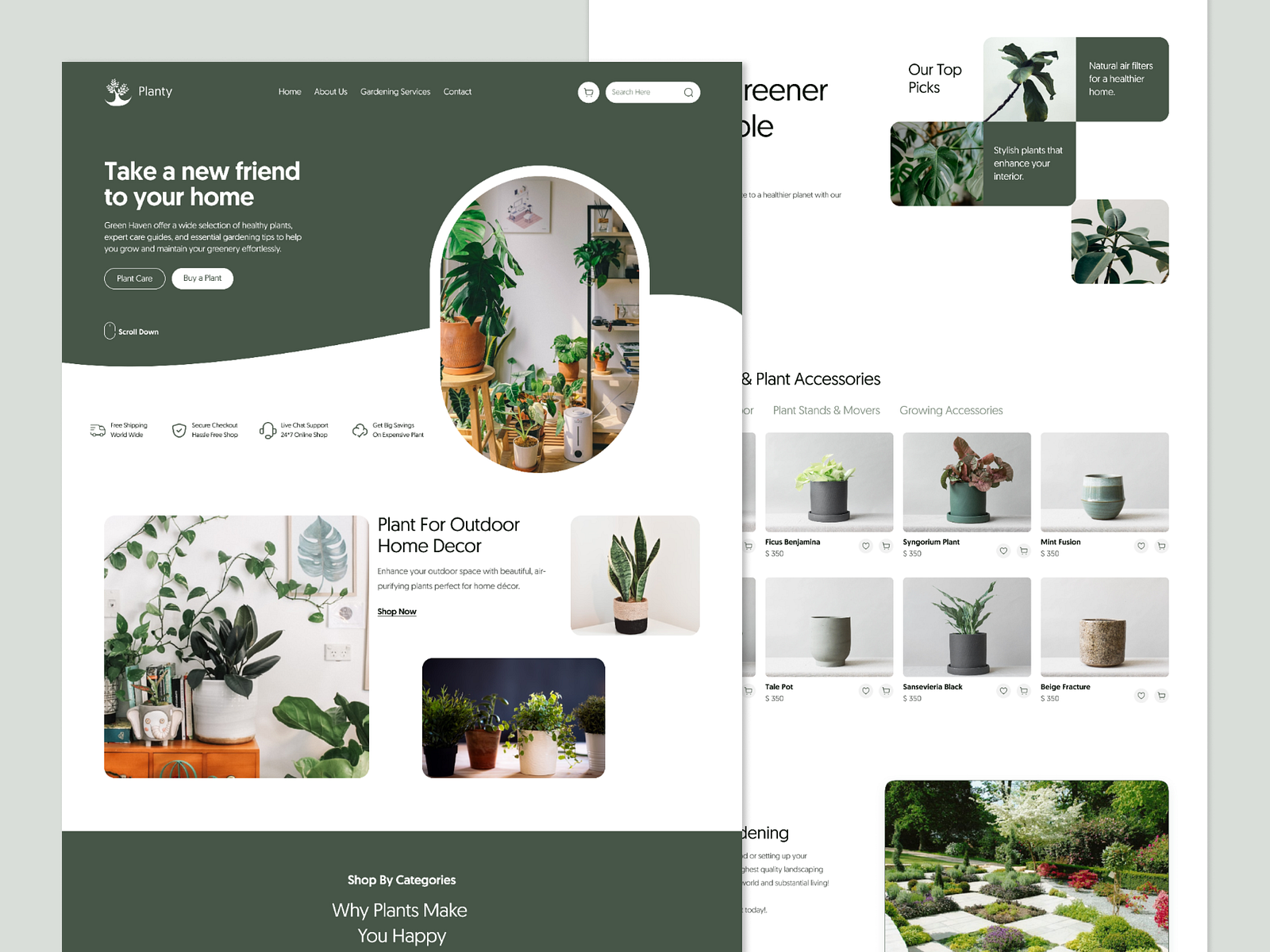 Planty-Plant Shop Website Landing Page Design by Anshul Dawar on Dribbble