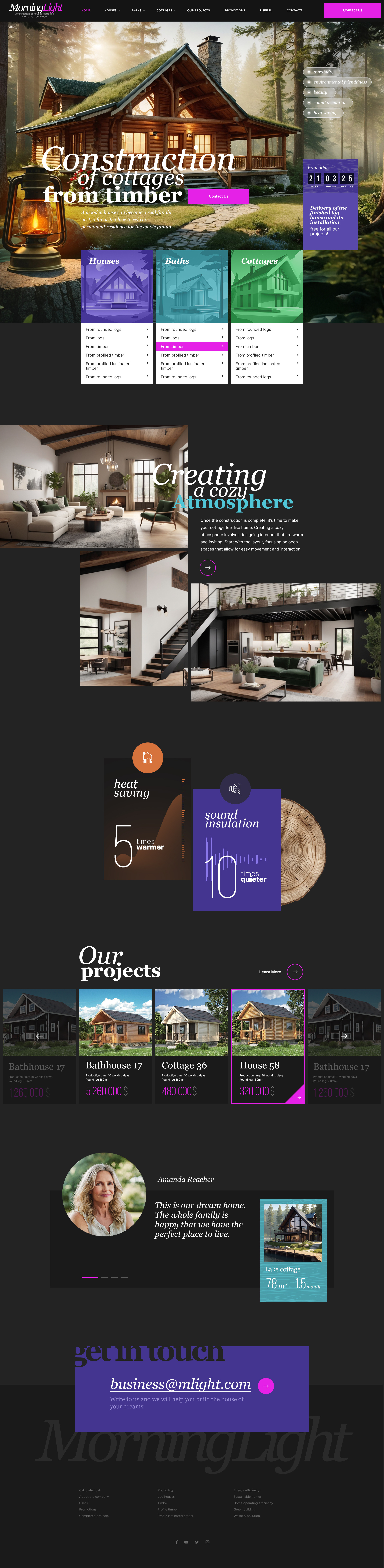 Construction of cottages from timber. Website design. by ...