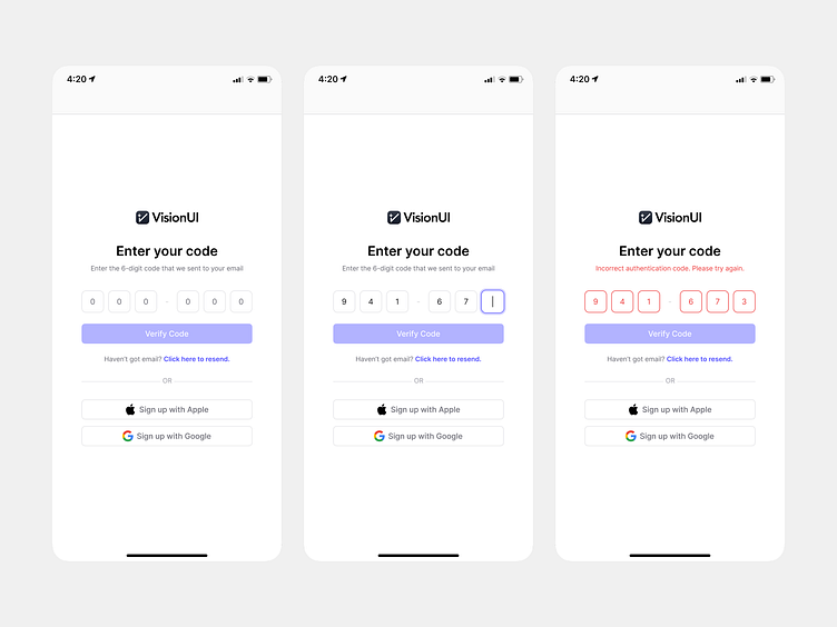 Verification Code Screen • VisionUI by Pranjay on Dribbble