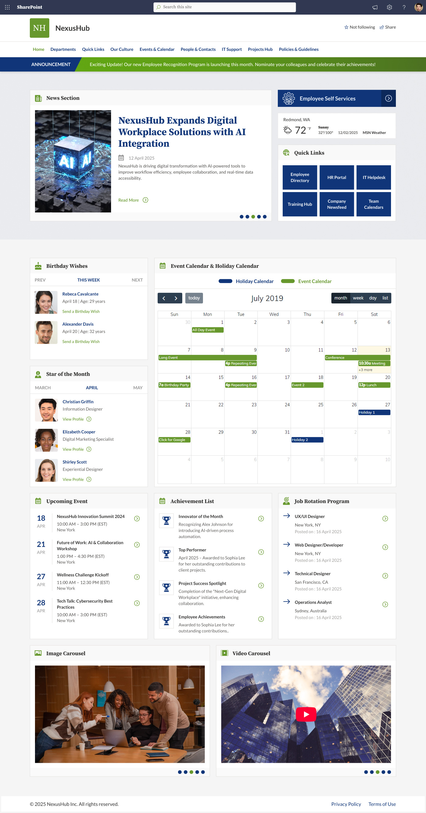 SharePoint Intranet Portal – Nexus Hub by Ravinthranath A on Dribbble