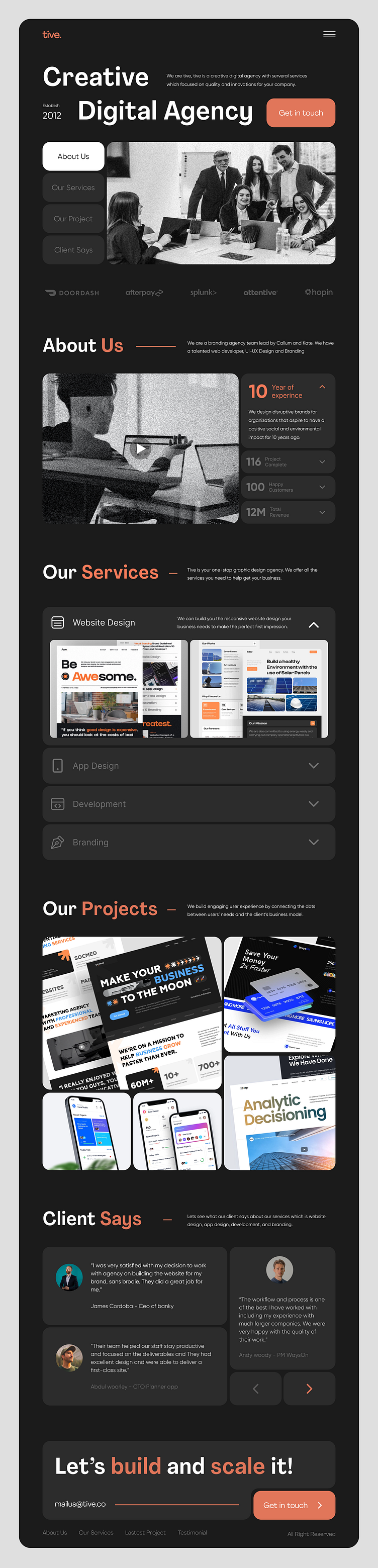 Tive - Creative Digital Agency Landing Page by Faza Dzikrulloh for Sans ...